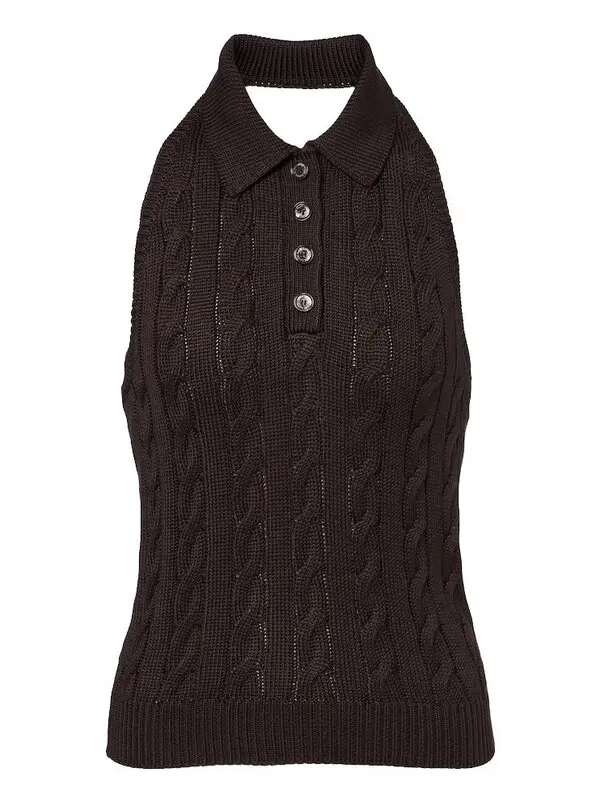 Ralph Lauren Cable-knit Silk Halterneck Polo - Brown