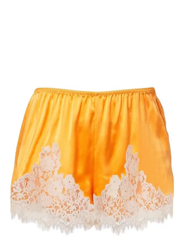 DÔEN Iona Lace-trimmed Silk Satin Shorts - Orange