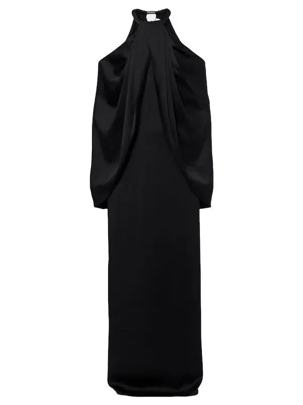 Stella McCartney Caped Satin Halterneck Gown - Black