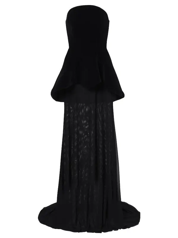 David Koma Peplum Strapless Gown - Black