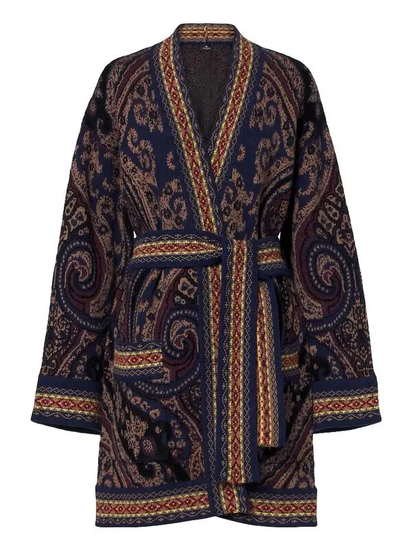 Etro Jacquard Wool-blend Wrap Cardigan - Multicoloured