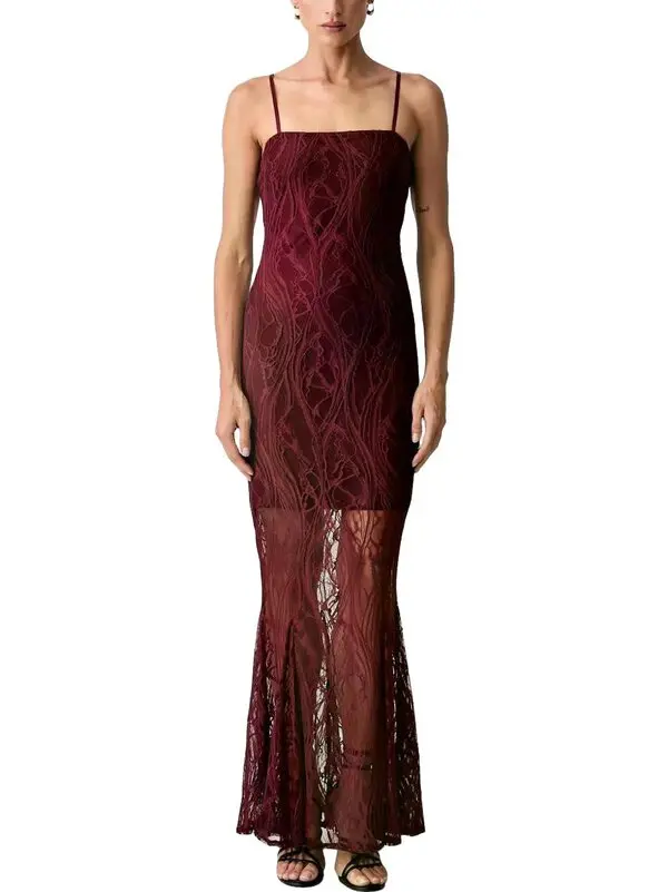 Guess Lace-overlay Spaghetti-strap Dress - Red