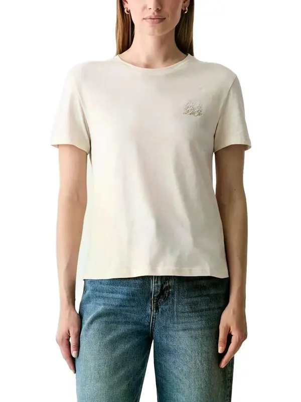 Liu Jo Logo-embroidered T-shirt - Neutrals