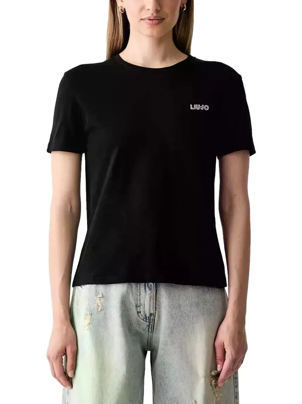 Liu Jo Rhinestone-logo T-shirt - Black
