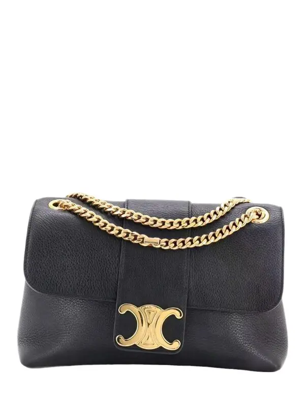 Celine Victoire Flap Leather Medium Shoulder Bag - Black