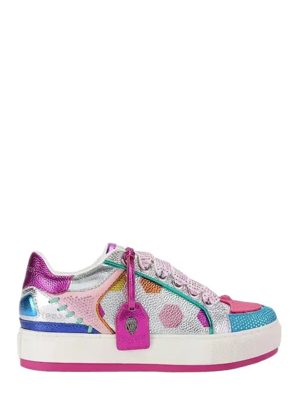 Kurt Geiger Embellished Metallic Leather Sneakers - Silver