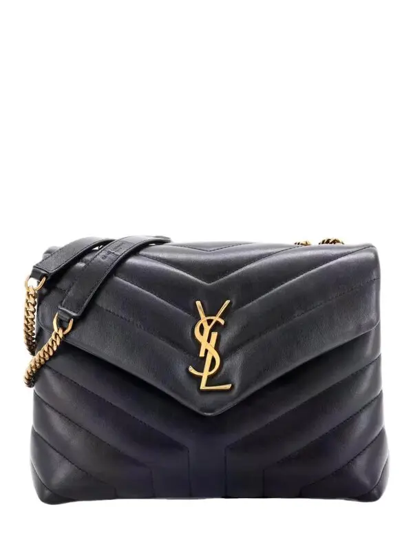 Saint Laurent Loulou Matelasse Chevron Leather Small Shoulder Bag - Black
