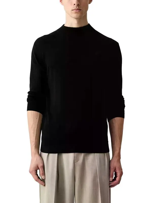 Karl Lagerfeld Embroidered Mock-neck Sweater - Black