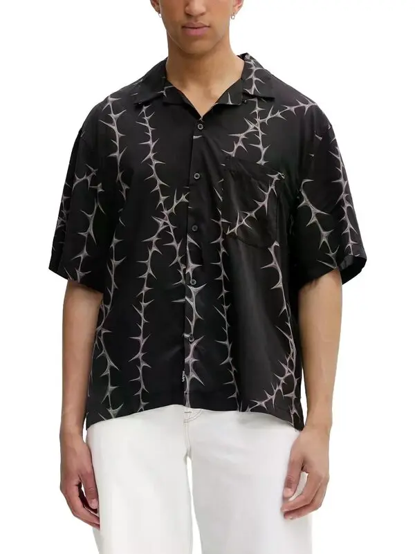 VANS Thorn-print Short-sleeve Shirt - Black