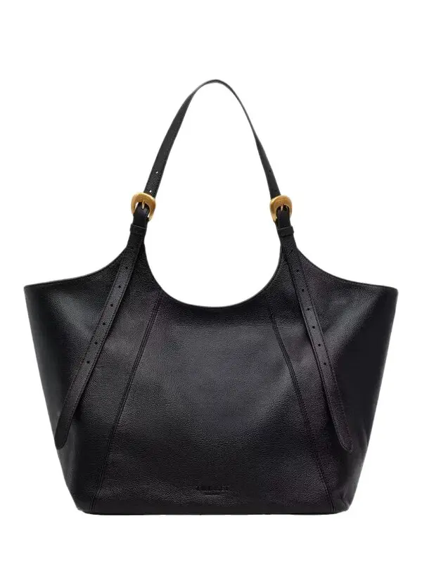TWINSET Pebbled Tote Bag With Buckle Detail - Black