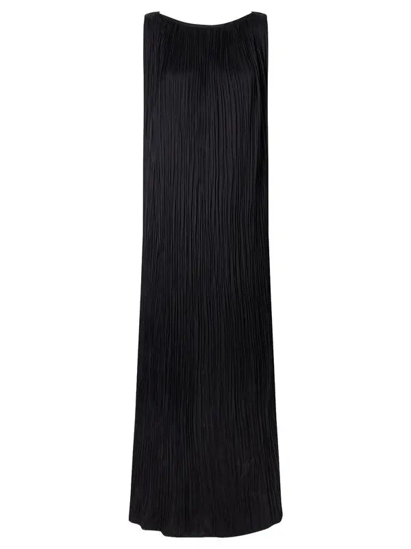 Aflalo Celestia Plissé-satin Maxi Dress - Black