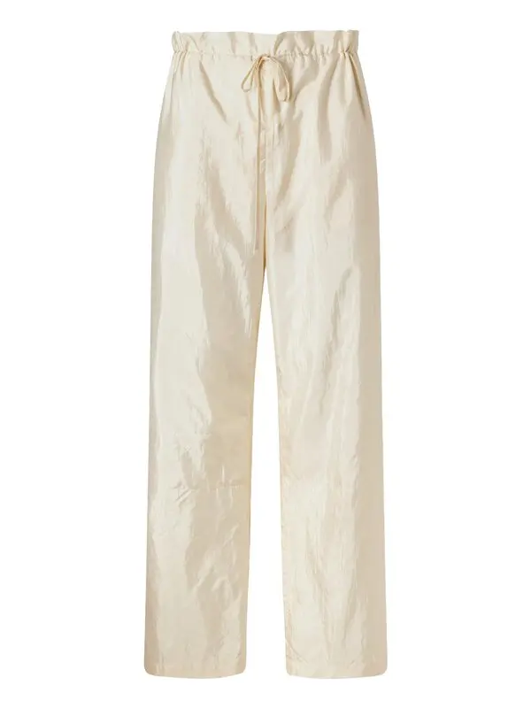 Aflalo Morocco Cotton And Silk-blend Wide-leg Pants - Neutrals
