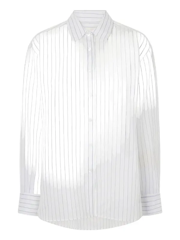 Aflalo Brein Striped Cotton And Silk-blend Voile Shirt - Blue