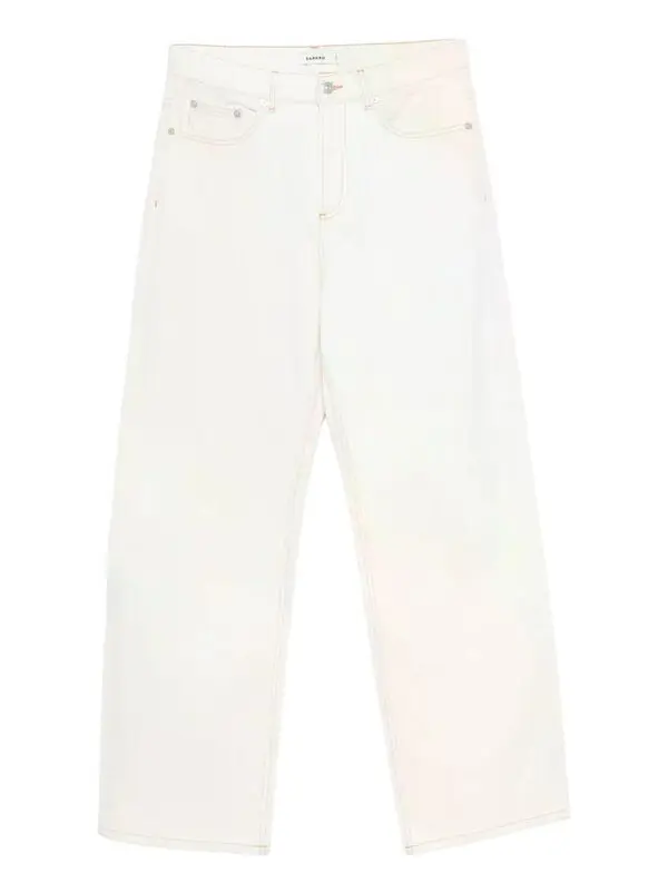 Sandro Wide Leg Jeans With Contrast Stitching - Neutrals