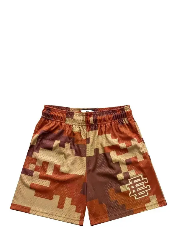 ERIC EMANUEL Pixelated Camouflage Logo Shorts - Brown