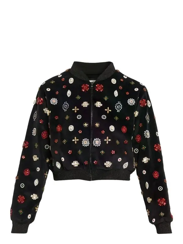 Alice + Olivia Jackie Bomber Jacket - Black