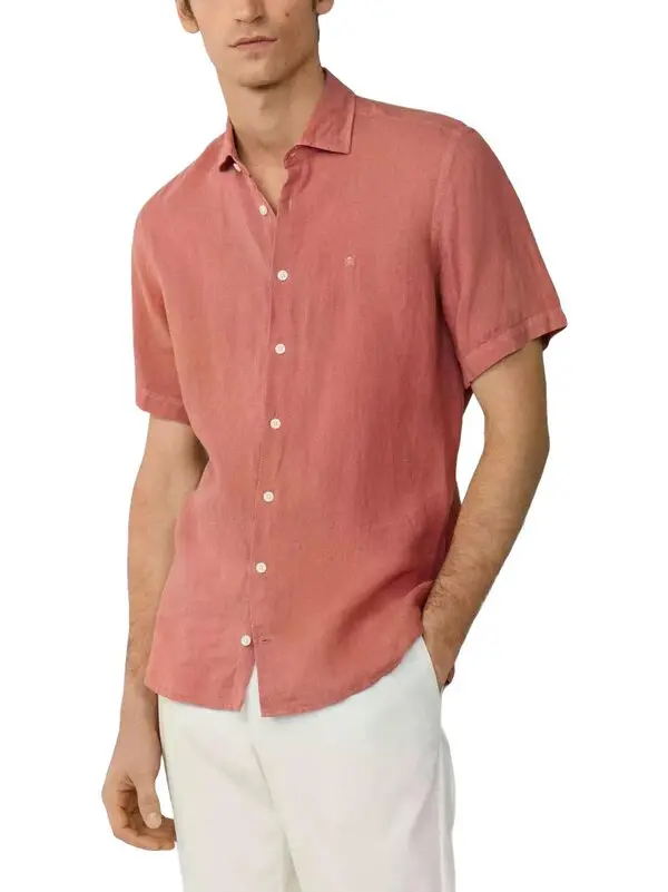 HACKETT LONDON Garment-dyed Linen Shirt - Red