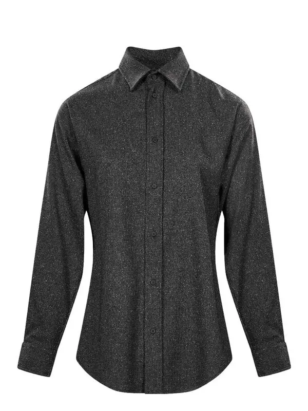 DARKPARK Herringbone Pattern Long Sleeve Shirt - Grey