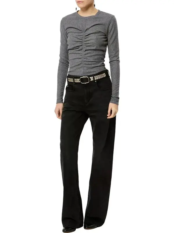 MARANT ETOILE Ruched Long-sleeve Jersey Top - Grey