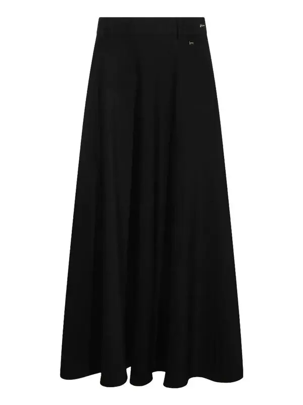Herno Logo Plaque Pleated Maxi Skirt - Black
