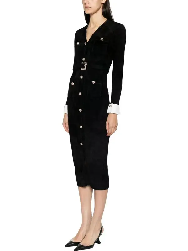 SELF-PORTRAIT Belted Button-down Midi Dress - Black