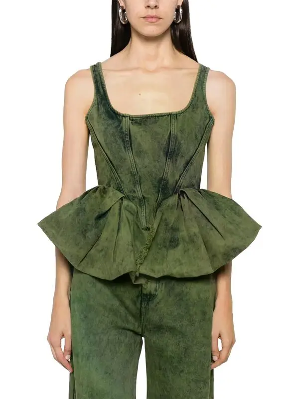 MARQUES' ALMEIDA Peplum Corset Top - Green