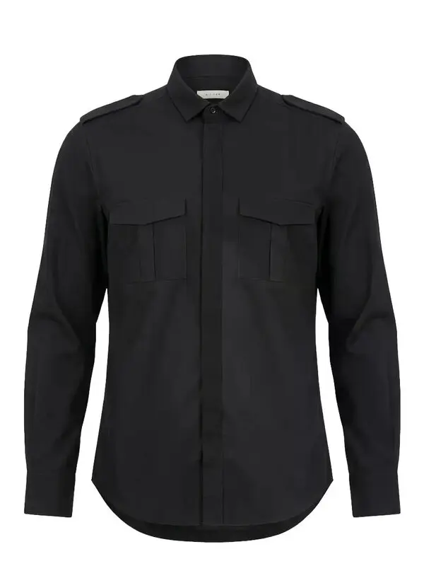 Valentino Garavani Epaulette-detail Chest-pocket Shirt - Black