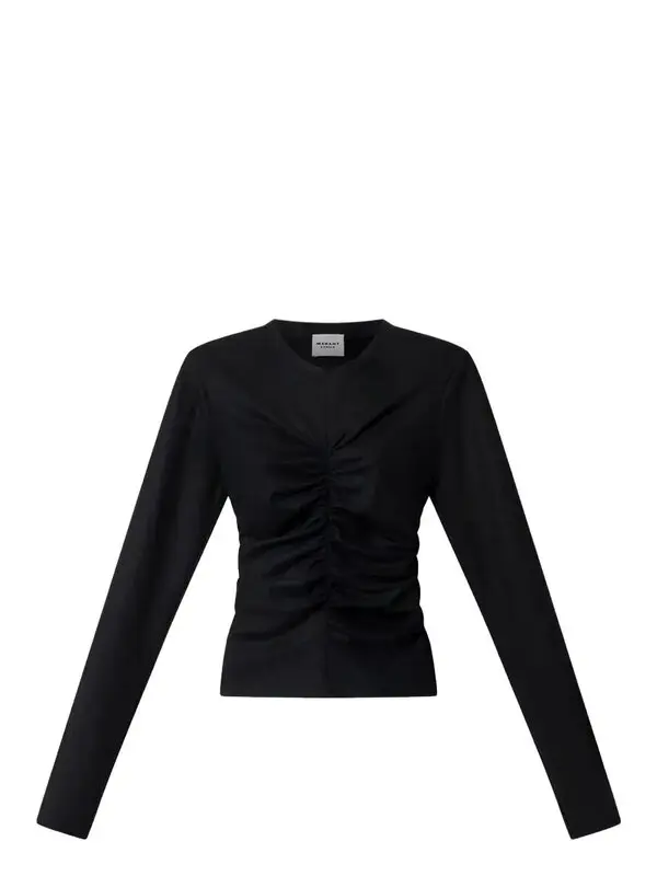 MARANT ETOILE Ruched Jersey Top With Long Sleeves - Black