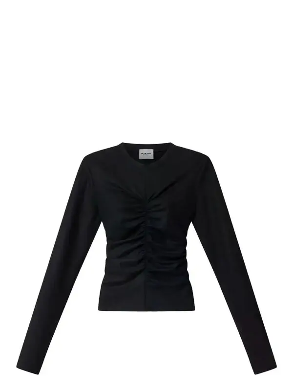 MARANT ETOILE Ruched Jersey Long Sleeve Top - Black