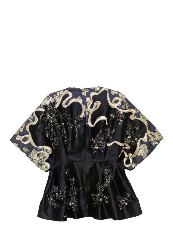 Biyan Embellished Taffeta Blouse - Black