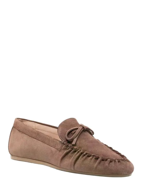 STUART WEITZMAN Suede Loafers With Bow Detail - Brown