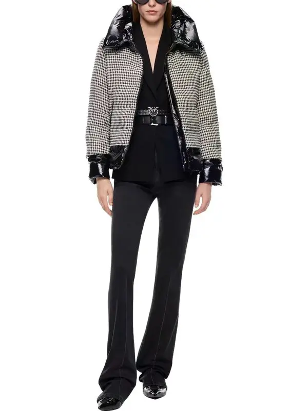 Pinko Tweed And Nylon Down Jacket - Black