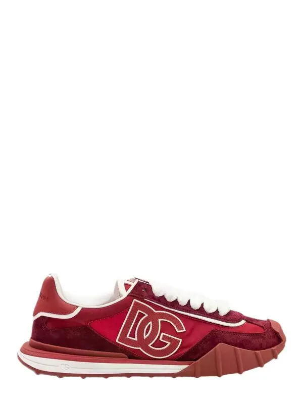 Dolce & Gabbana Suede Panel Logo Patch Sneakers - Red