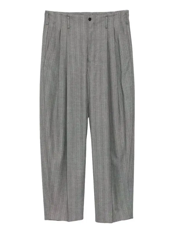 HED MAYNER Pinstriped Pleated Trousers - Grey