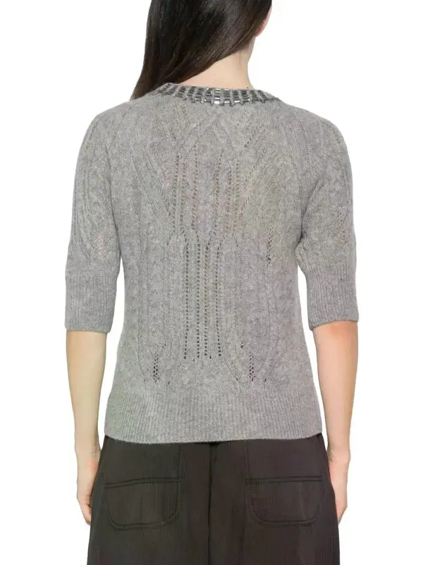 Ermanno Scervino Embellished Cable-knit Top - Grey