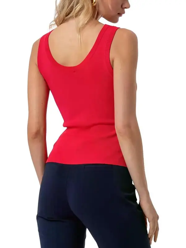 FRACOMINA Embellished Ribbed Knit Tank Top - Red