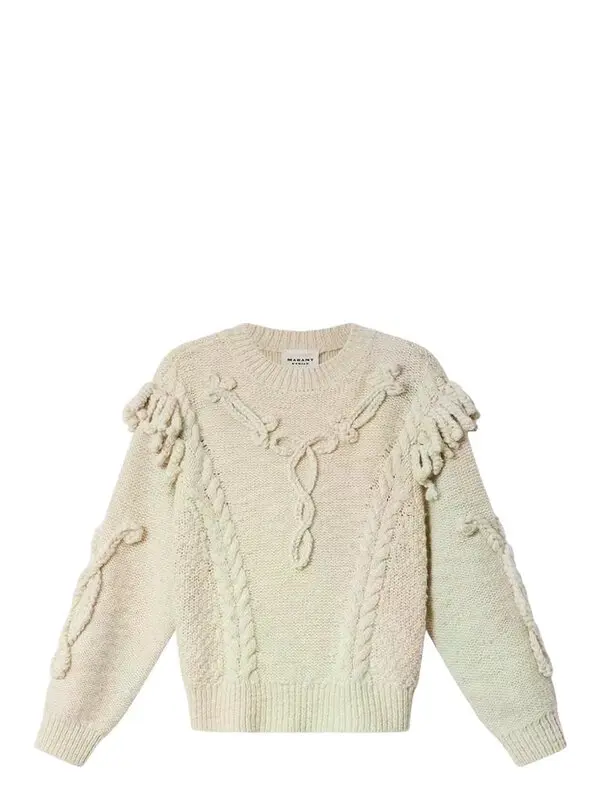 MARANT ETOILE Aran Knit Fringed Sweater - Neutrals