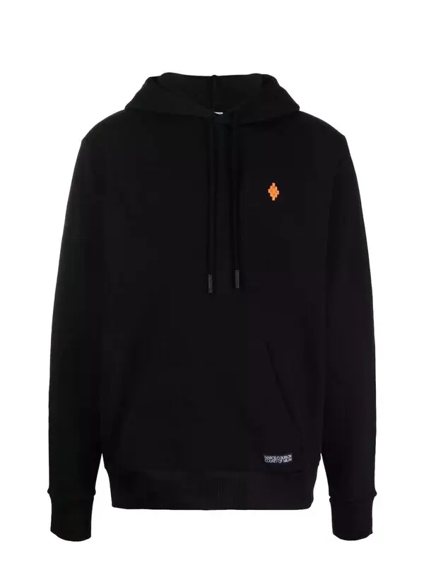 COUNTY OF MILAN Cotton Cross Motif Hoodie - Black