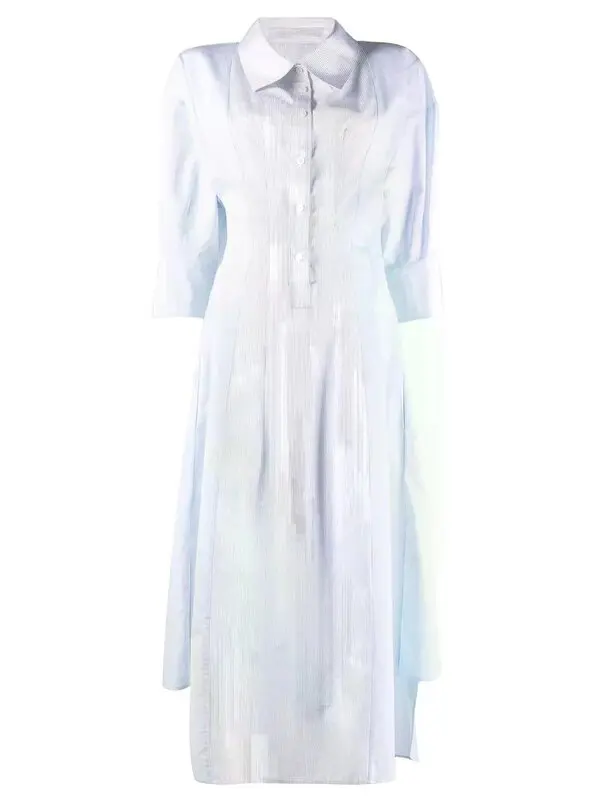 Stella McCartney Vertical Stripe Box-pleat Shirt Dress - Blue