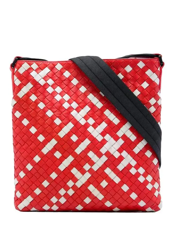 Bottega Veneta 2012-2026 Bicolor Nappa Intrecciato Crossbody Bag - Red
