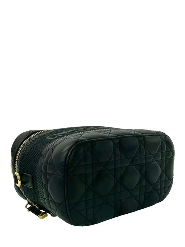 Dior Small Lambskin Cannage Diortravel Vanity Case Satchel - Black
