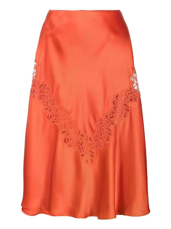 Stella McCartney Lace-insert Satin Midi Skirt - Orange