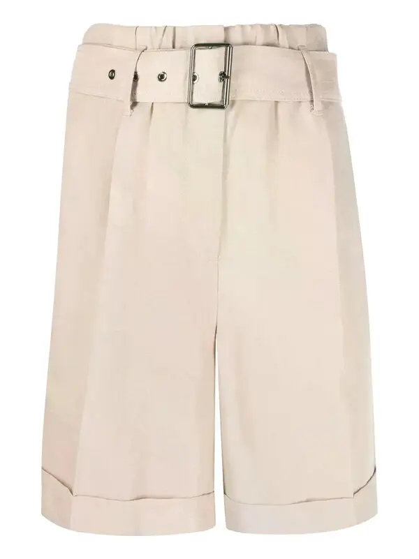 Woolrich Belted Waist Linen Blend Bermuda Shorts - Neutrals