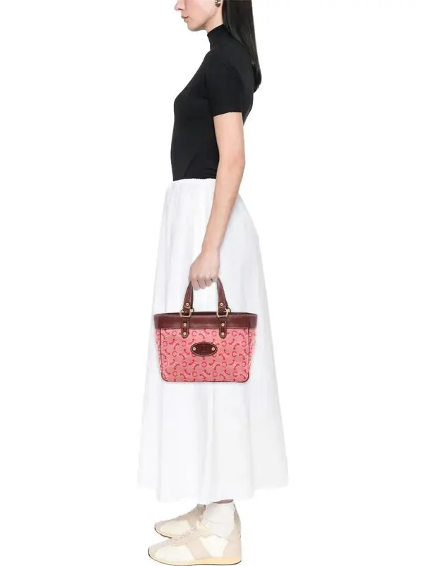 Celine 2000 C Macadam Canvas Handbag - Red
