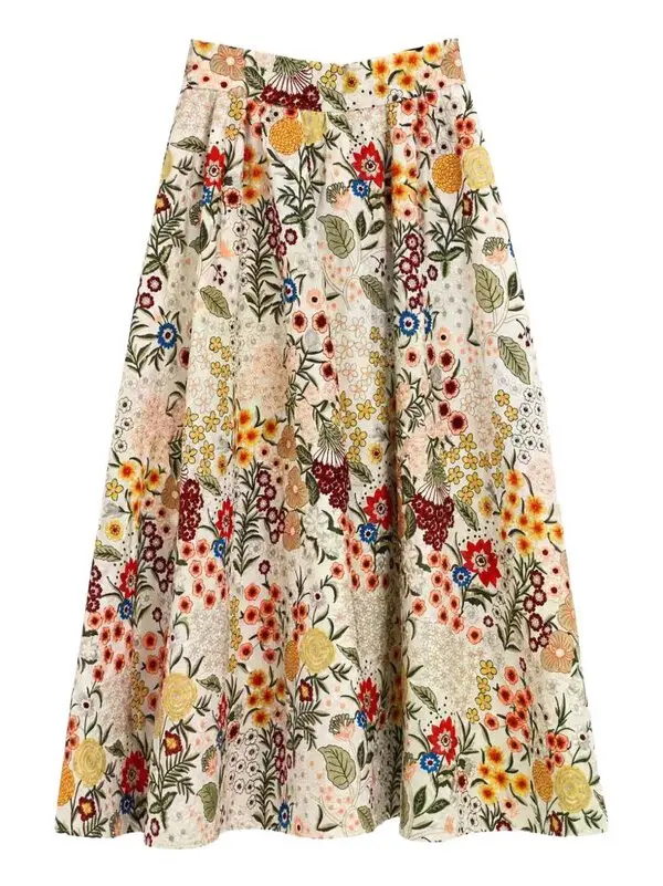 Alice + Olivia Earla Floral-print Midi Skirt - Neutrals