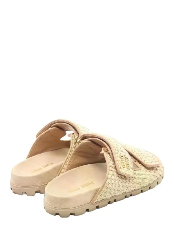 Miu Miu Logo Touch-strap Slide Sandals - Neutrals