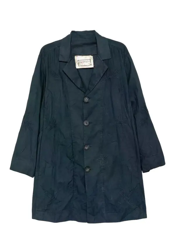 By Walid Embroidered Poplin Single-breasted Coat - Blue