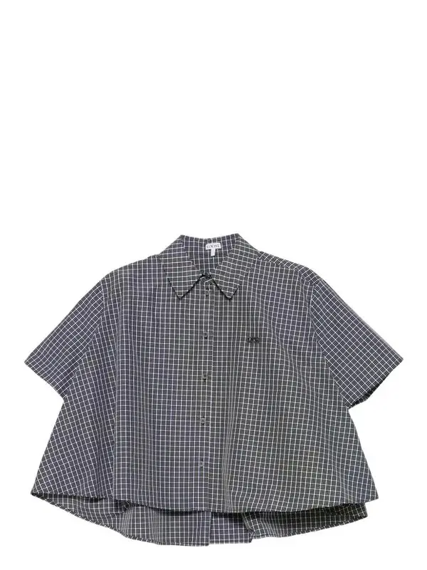 Loewe Check Pattern Cropped Shirt - Black