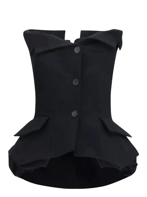 Magda Butrym Off-shoulder Peplum Blouse - Black