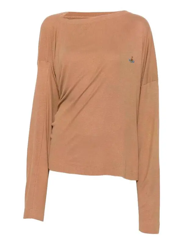 VIVIENNE WESTWOOD Orb Embroidered Long Sleeve T-shirt - Brown